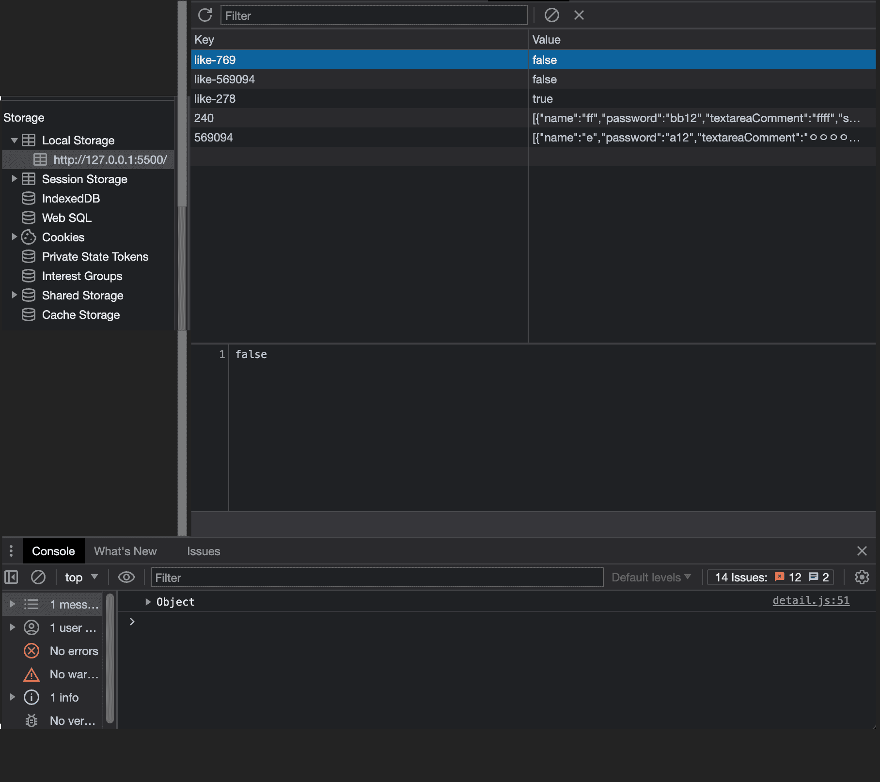 LocalStorage / SessionStorage